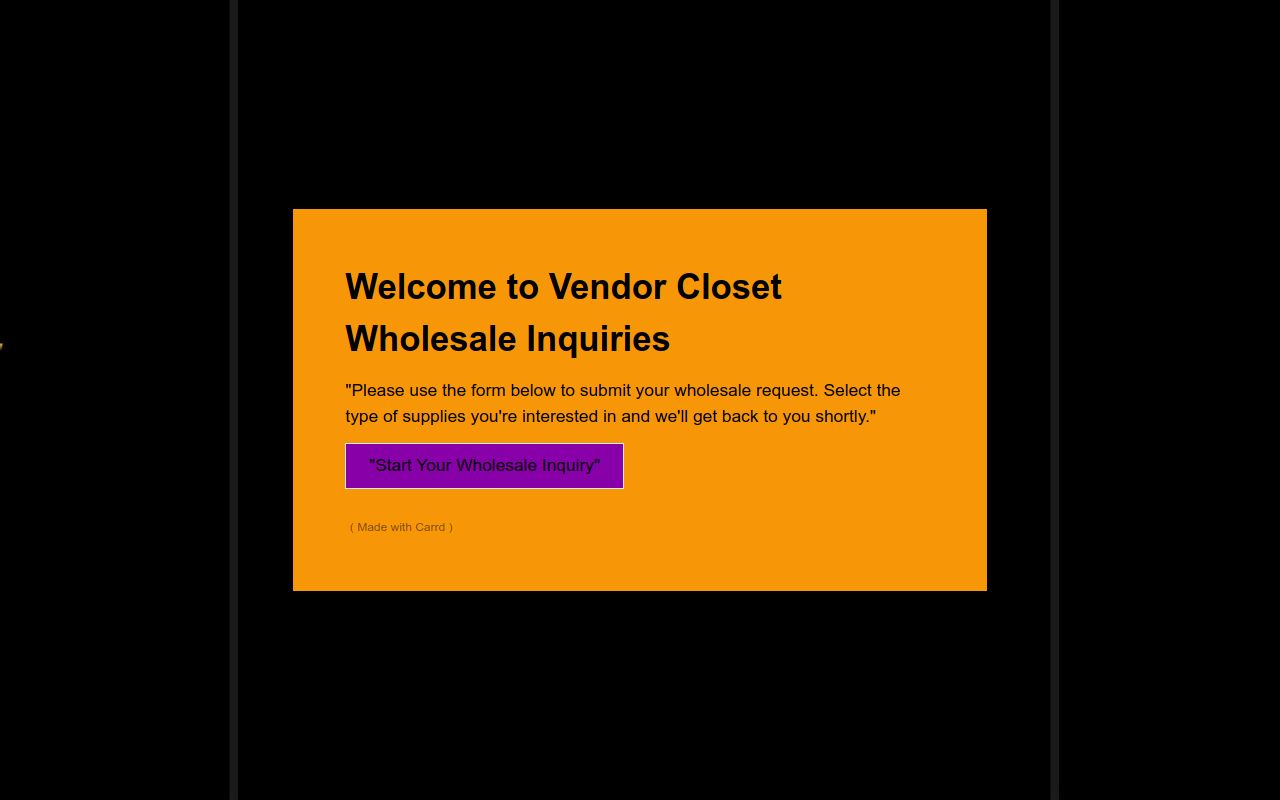 Vendor Closet wholesale inquires